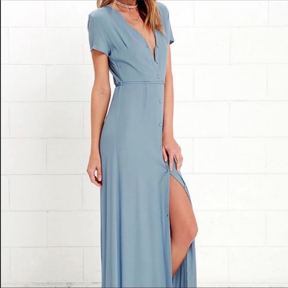 Lulus Glamorous Blue Maxi Dress - Gem